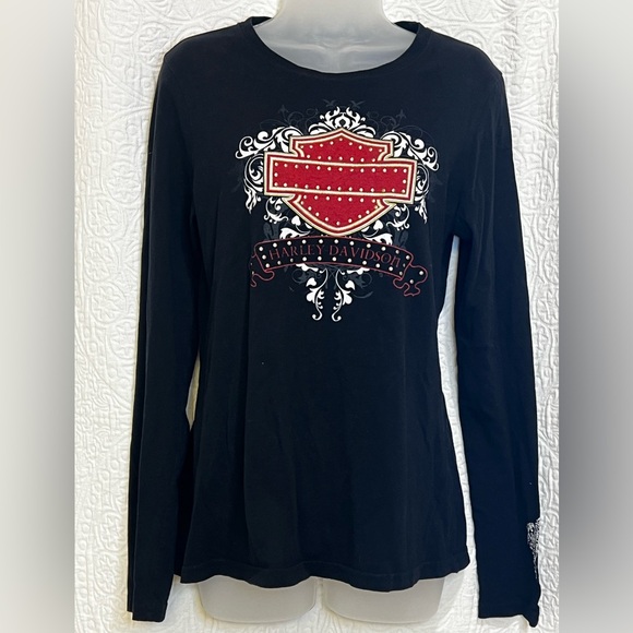 Harley-Davidson | Tops | Harley Davidson Womens Ls Studded Top Size L ...